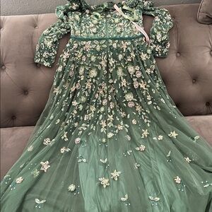 Mac Duggal | Dresses | Mac Duggal Green Embellished High Neck Long ...